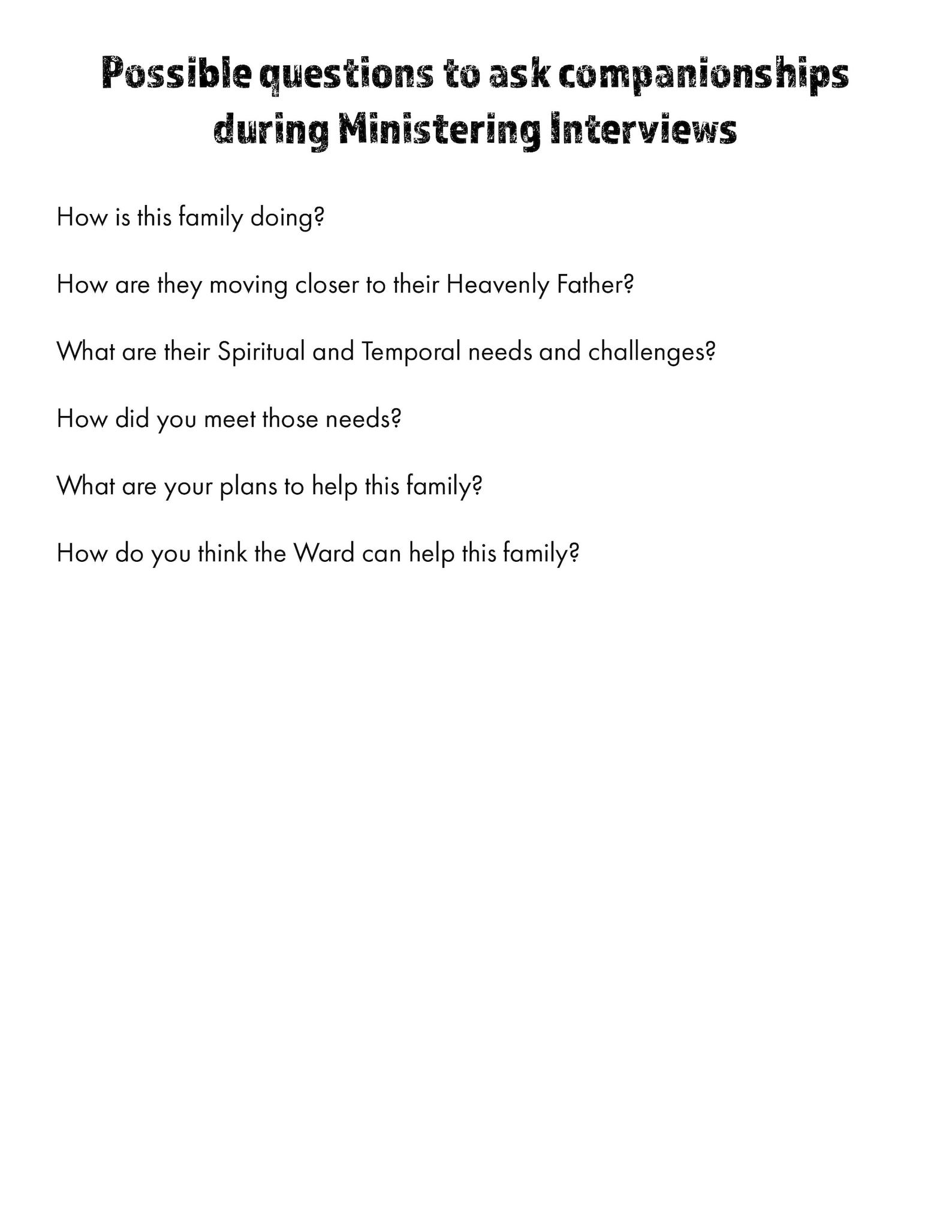 LDS Ministering Interview Notebook for Elders Quorum Presidencies ...