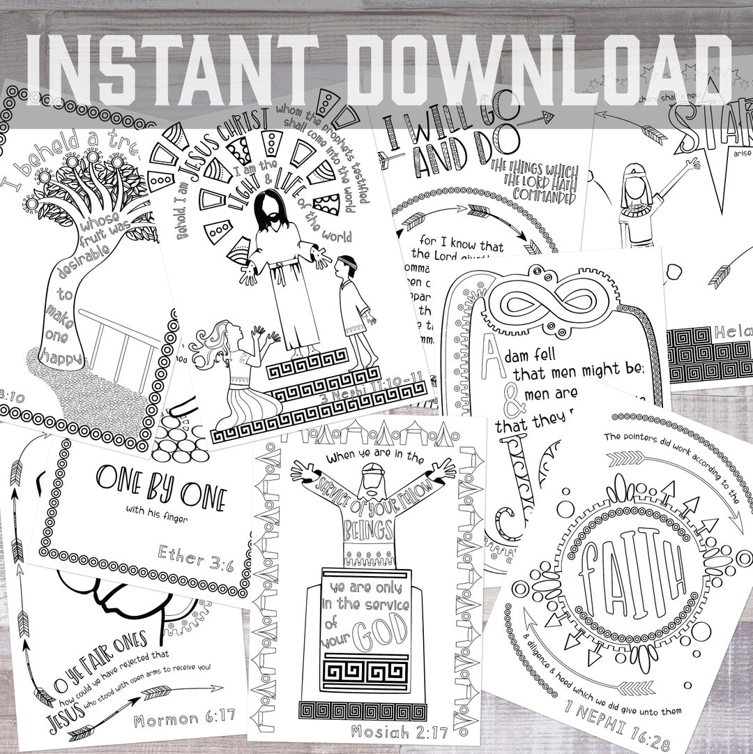 LDS Coloring Page Collection Book of Mormon - Etsy