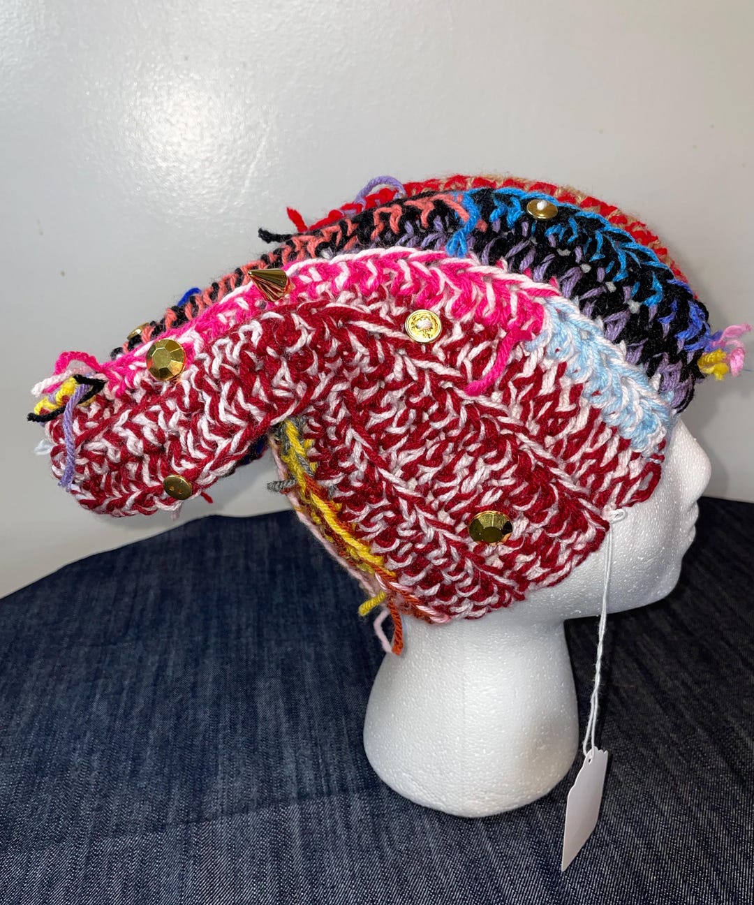 Twist of Magic Crochet Scrap Hat | Embellished Studded Crochet Hat - Etsy