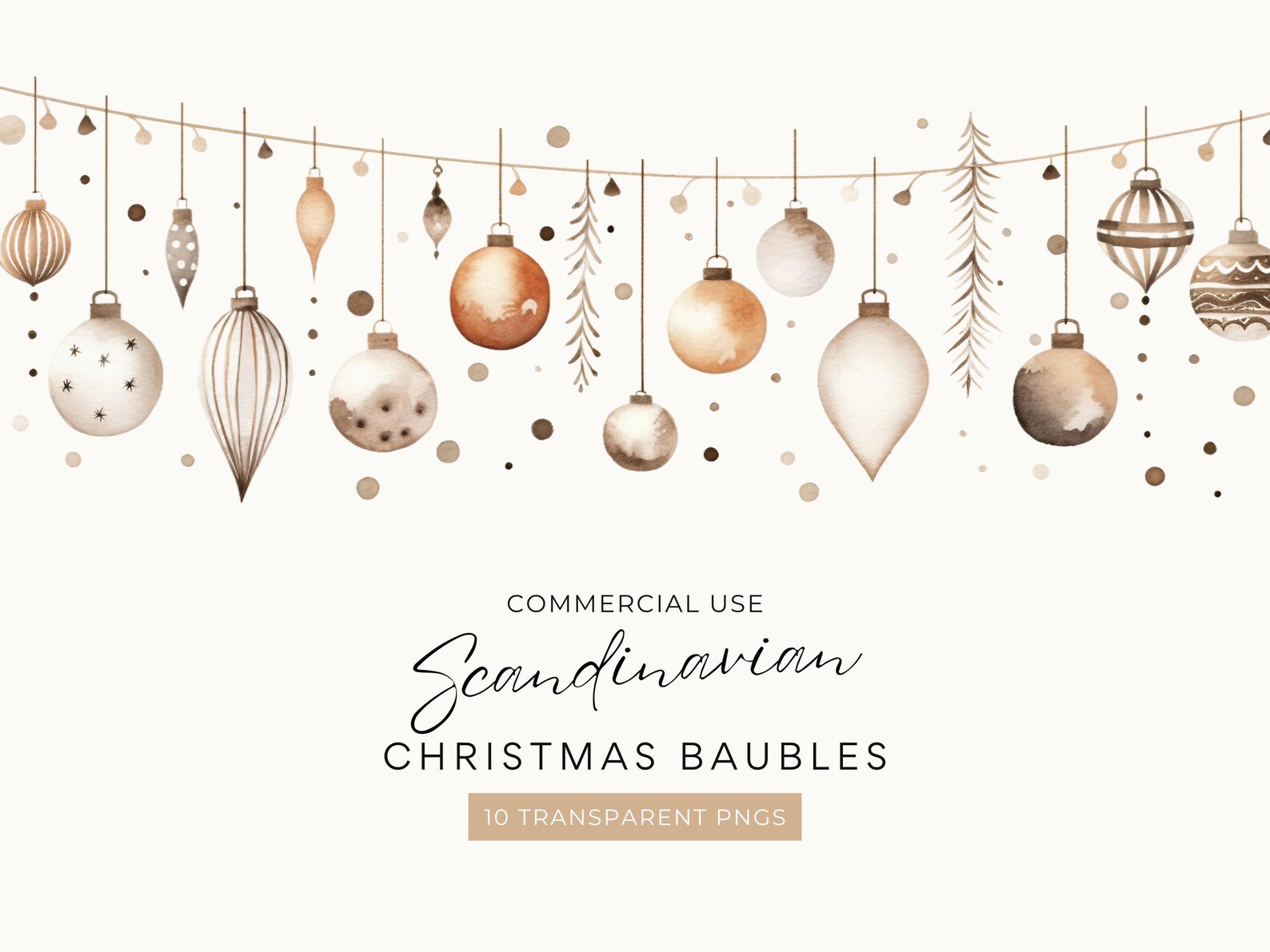 Scandinavian Christmas Clipart Bauble Banners, DIGITAL DOWNLOAD ...