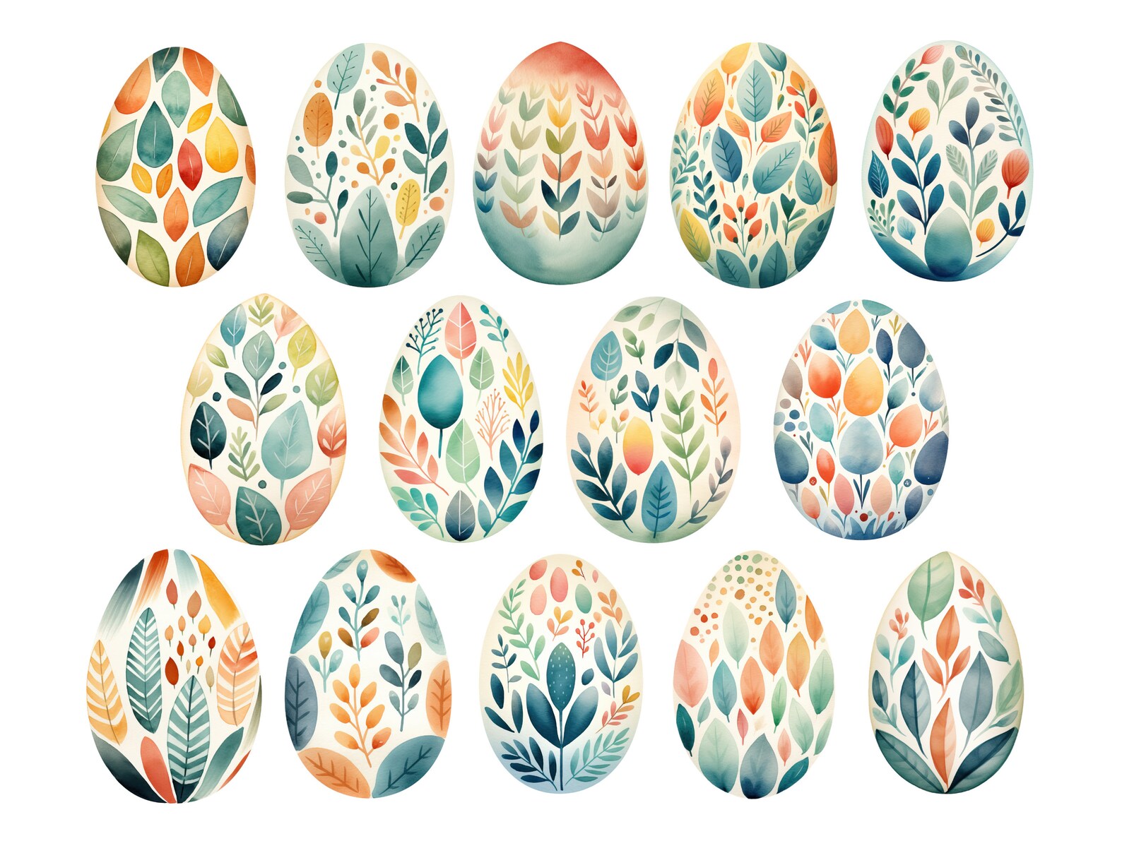 Mid Century Modern Easter Egg Clipart, DIGITAL DOWNLOAD, Watercolor ...
