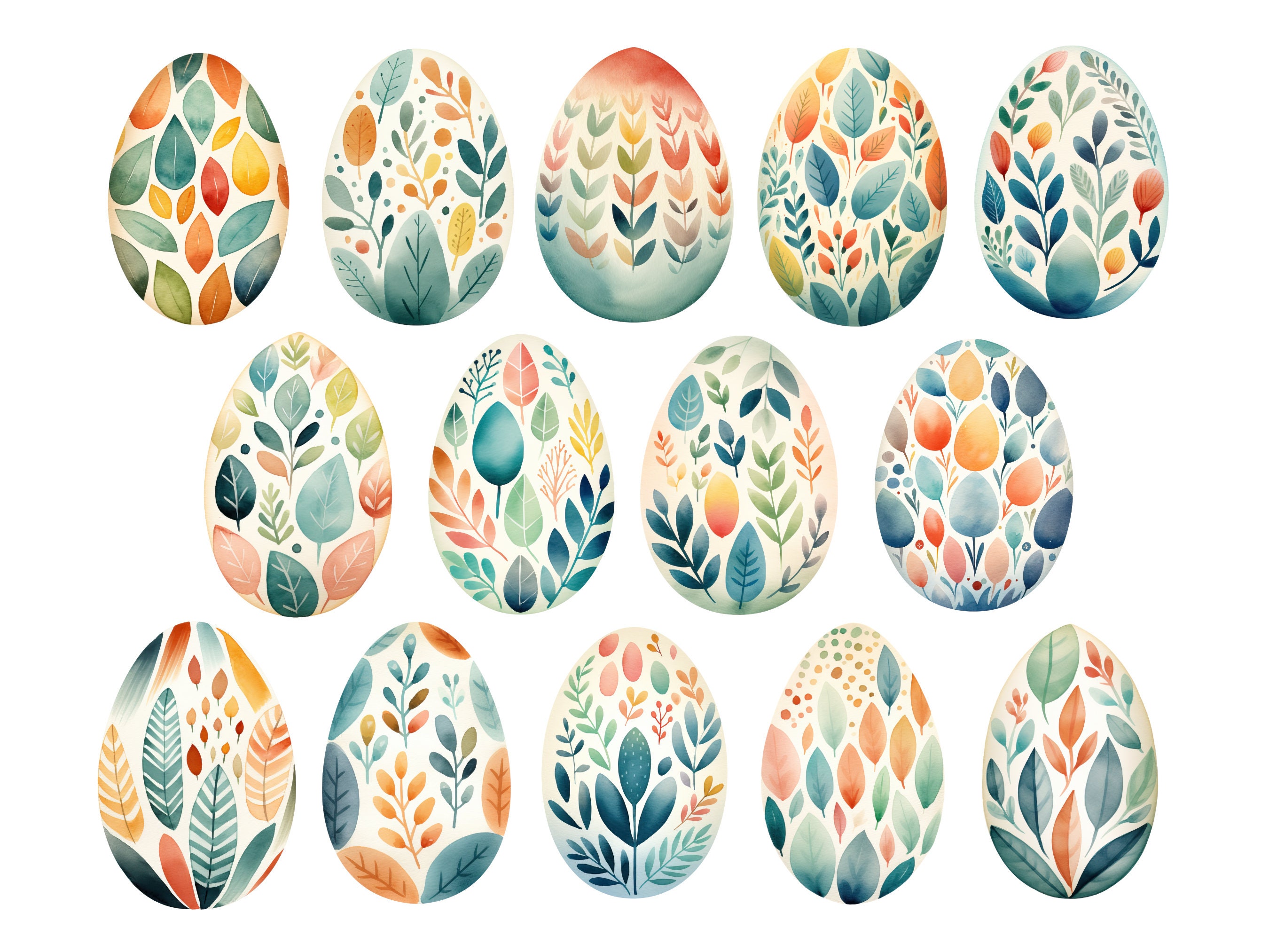 Mid Century Modern Easter Egg Clipart, DIGITAL DOWNLOAD, Watercolor ...