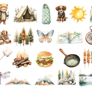 Cute Hiking Backpacking Clipart, DIGITAL DOWNLOAD, Watercolor Adventure ...