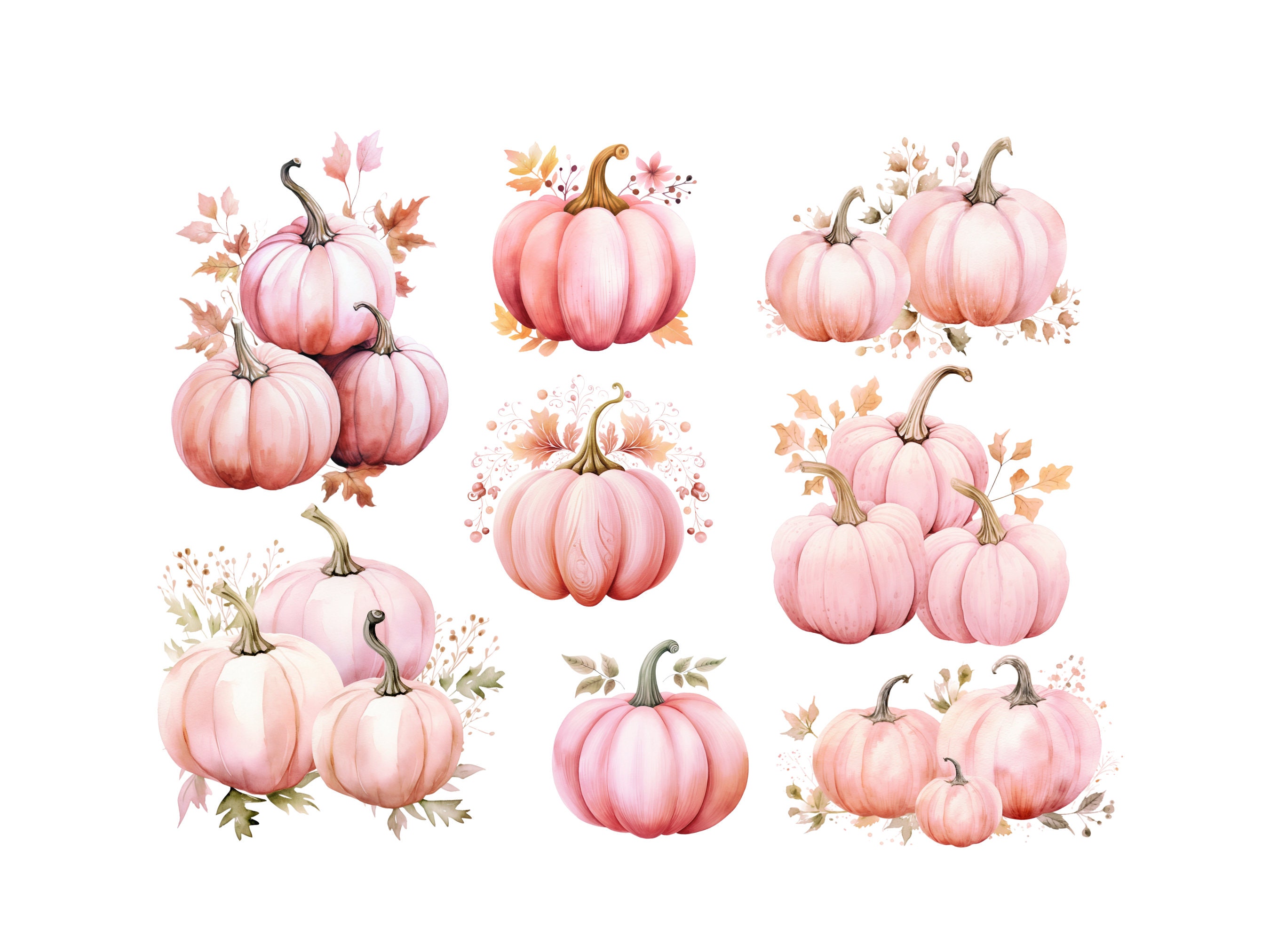 Pink Pumpkin Clipart, DIGITAL DOWNLOAD, Girl Baby Shower Clipart, Pink ...