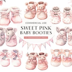 Baby Booties Clipart Pink, DIGITAL DOWNLOAD, Baby Shower Clip Art ...
