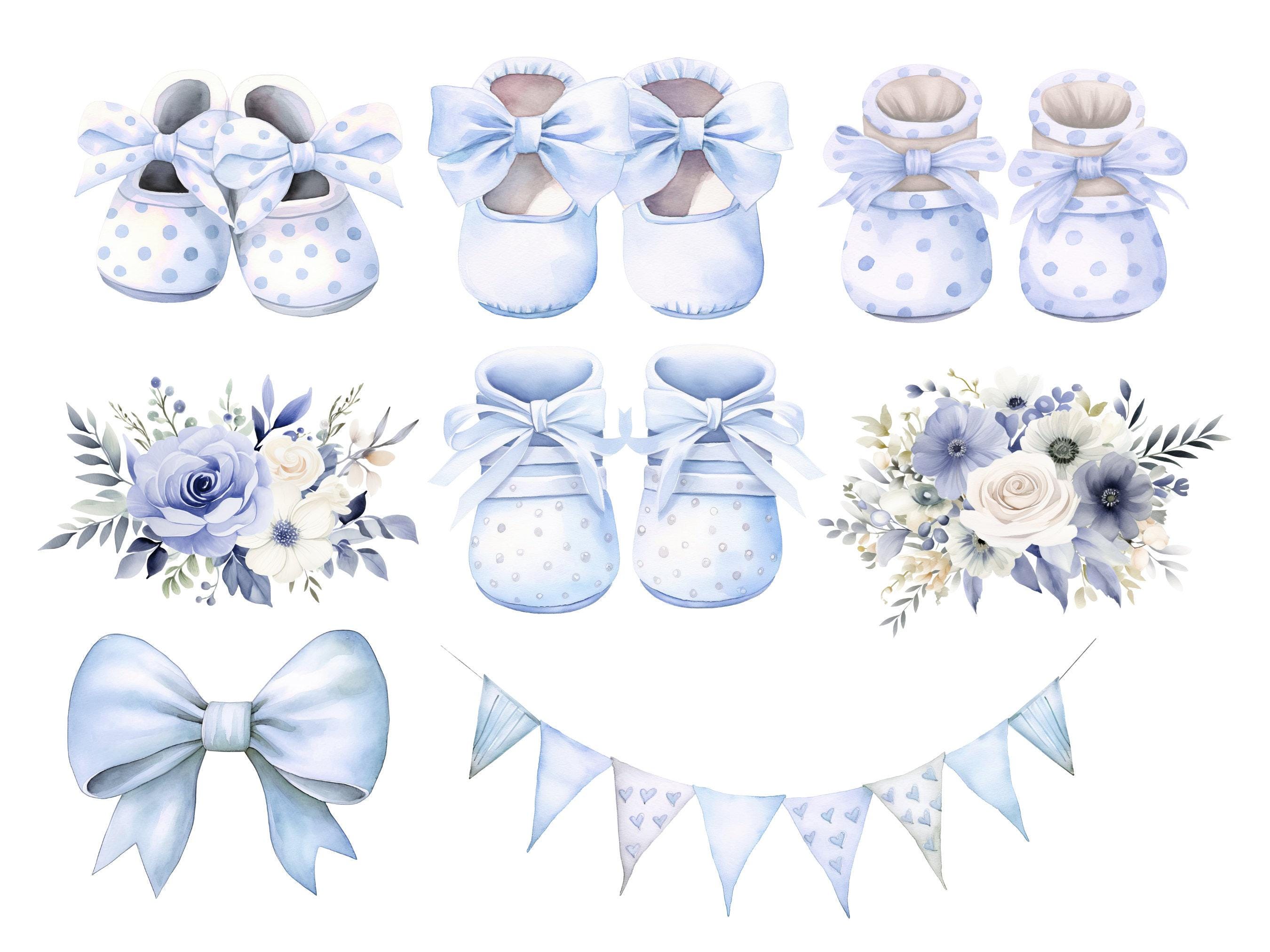 Baby Booties Clipart Blue, DIGITAL DOWNLOAD, Baby Shower Clip Art ...