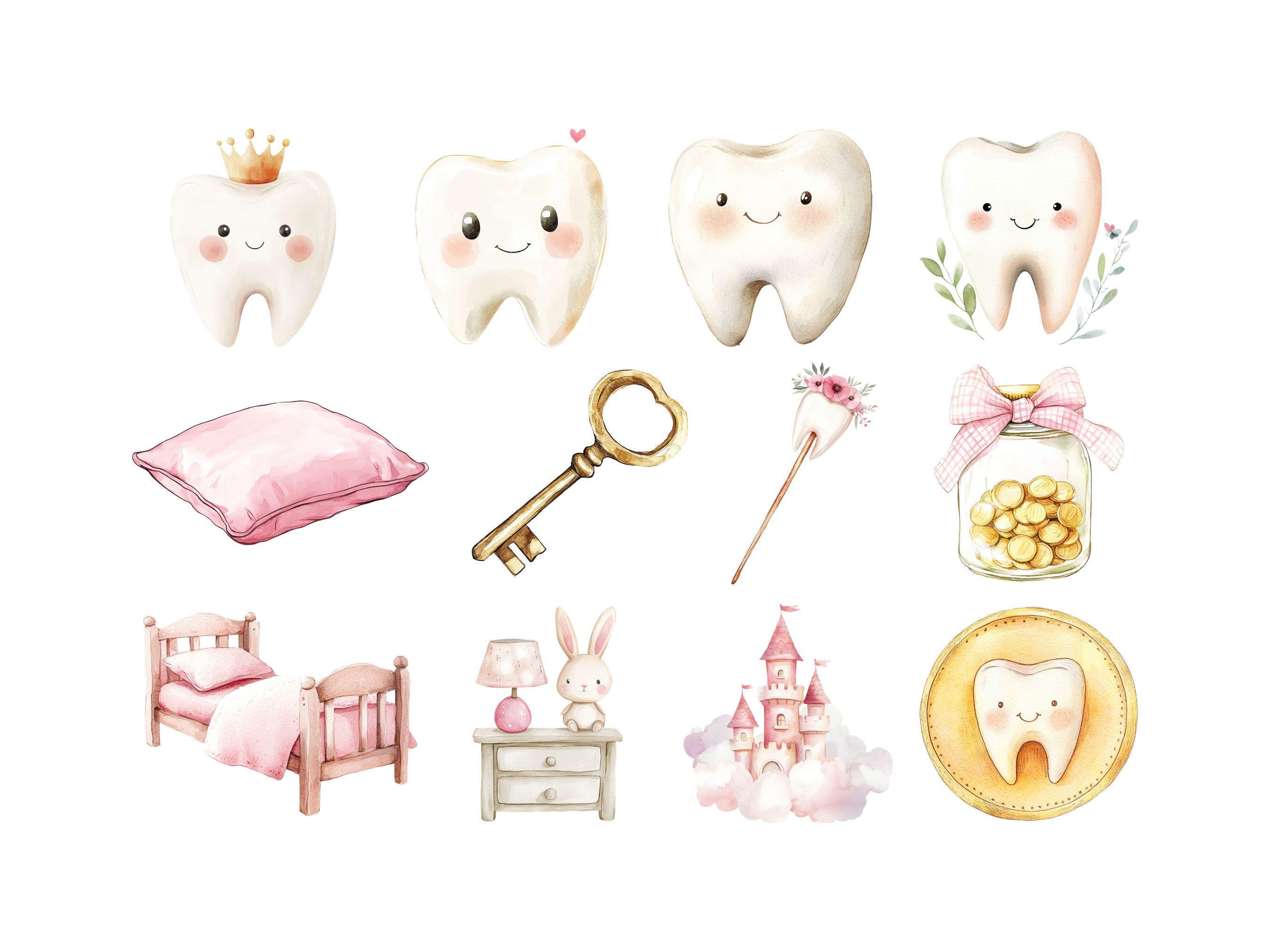 Tooth Fairy Clipart, Watercolor Lost Tooth Clip Art, for Kids ...