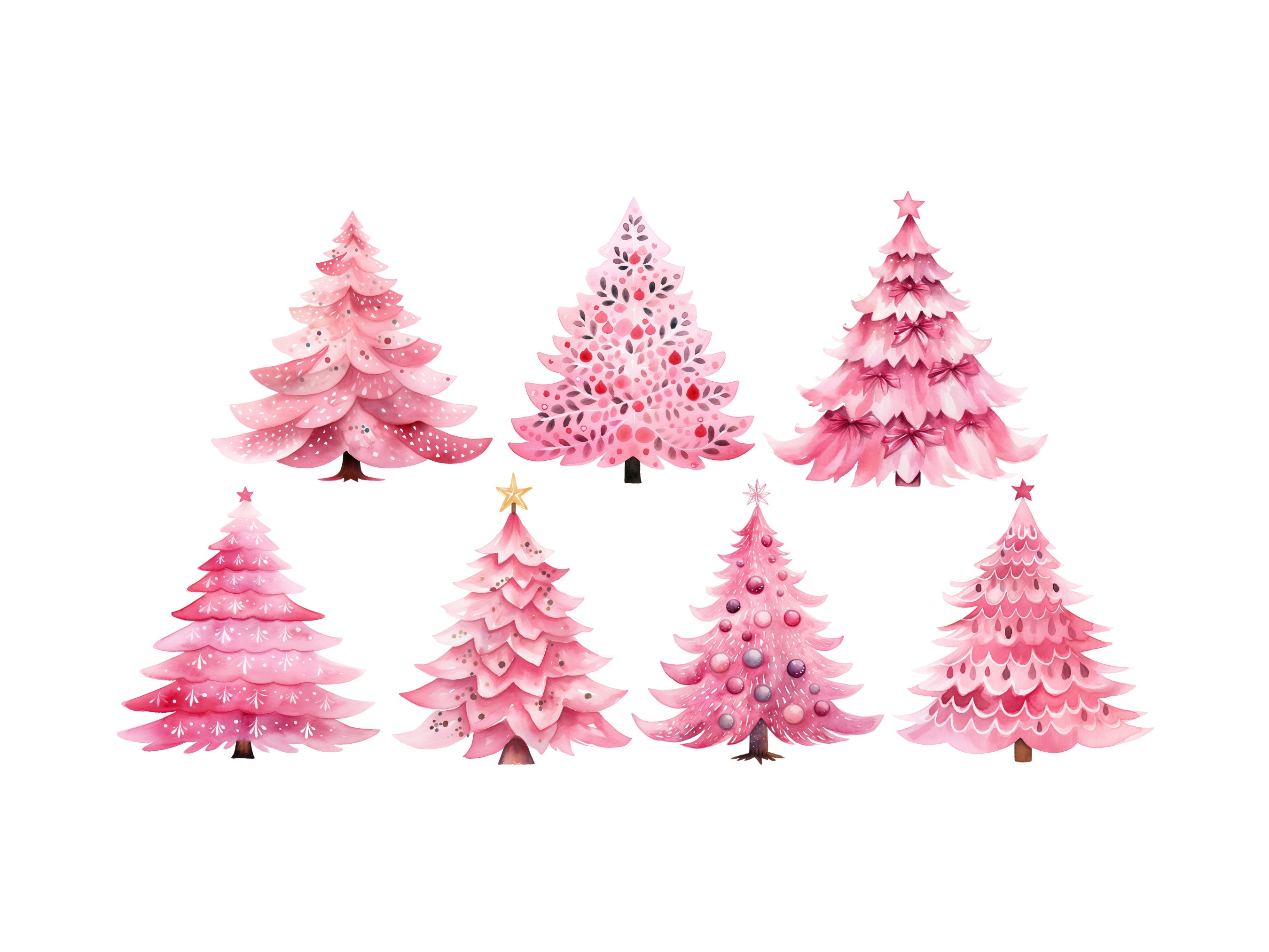 Pink Christmas Tree Clipart DIGITAL DOWNLOAD Candy Pink - Etsy