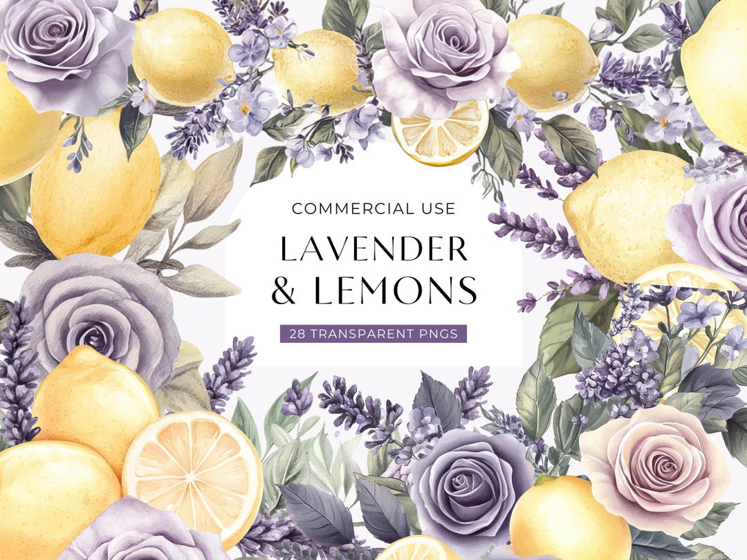 Lavender and Lemons Clipart, DIGITAL DOWNLOAD, Baby Shower Clip Art ...