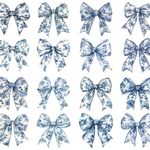 Blue Bow Toile Clipart, DIGITAL DOWNLOAD, Vintage French Toile De Jouy ...