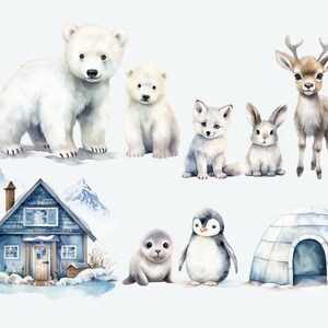 Winter Wonderland Clipart, DIGITAL DOWNLOAD, Christmas Arctic Animals ...