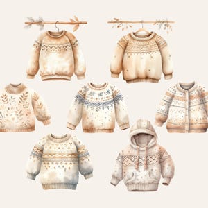 Winter Sweaters Clipart, DIGITAL DOWNLOAD, Sweater Weather Illustration ...