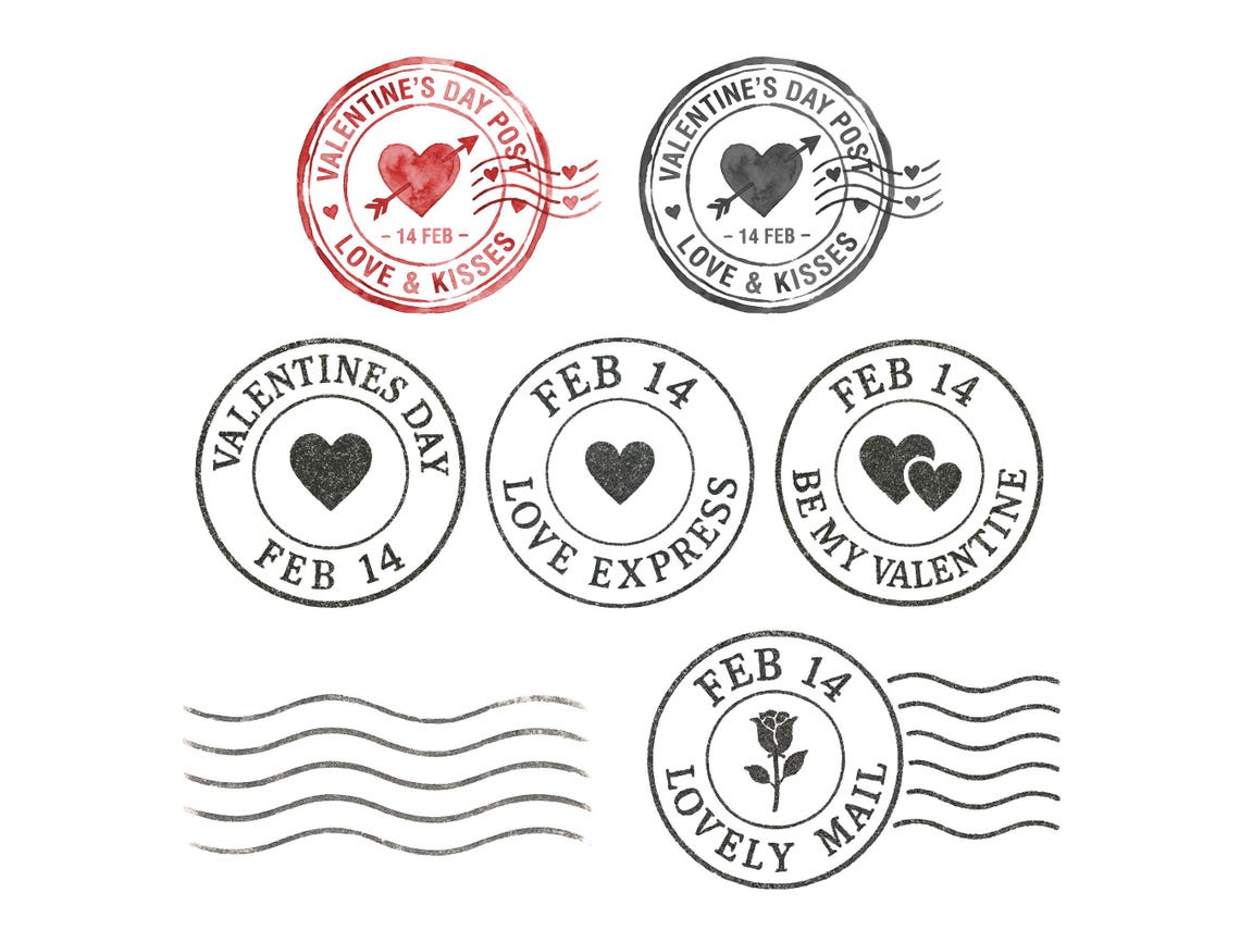 Valentine Postage Stamps Clipart, Valentines Day Clip Art, Scrapbooking ...