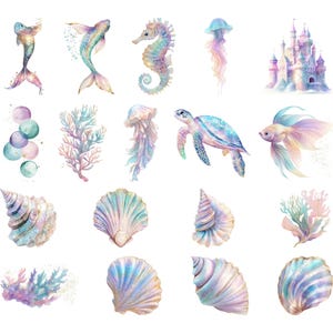 Mermaid Tail Clipart, Watercolor Pastel Under the Sea Clip Art, Mermaid ...