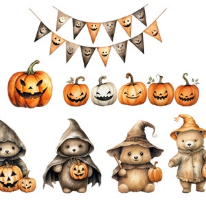 Halloween Teddy Bears Clipart, DIGITAL DOWNLOAD, October Baby Shower ...