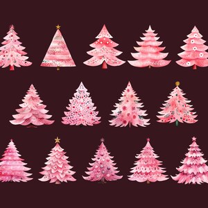 Pink Christmas Tree Clipart, DIGITAL DOWNLOAD, Candy Pink Retro ...