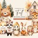 Fall Animal Clipart, DIGITAL DOWNLOAD, Woodland Creatures Illustrations ...