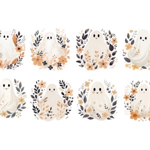 Boho Ghost Clipart, DIGITAL DOWNLOAD, Floral Ghost Clipart, Cute ...