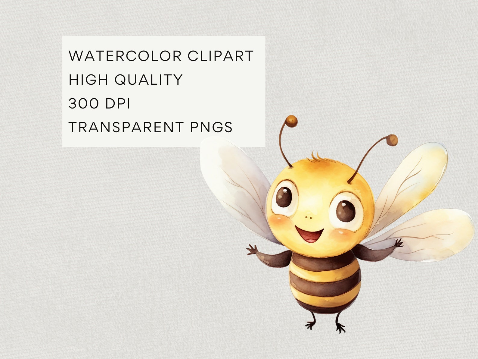 Baby Bee Clipart, DIGITAL DOWNLOAD, Cute Bee Watercolor Clipart, Bee ...