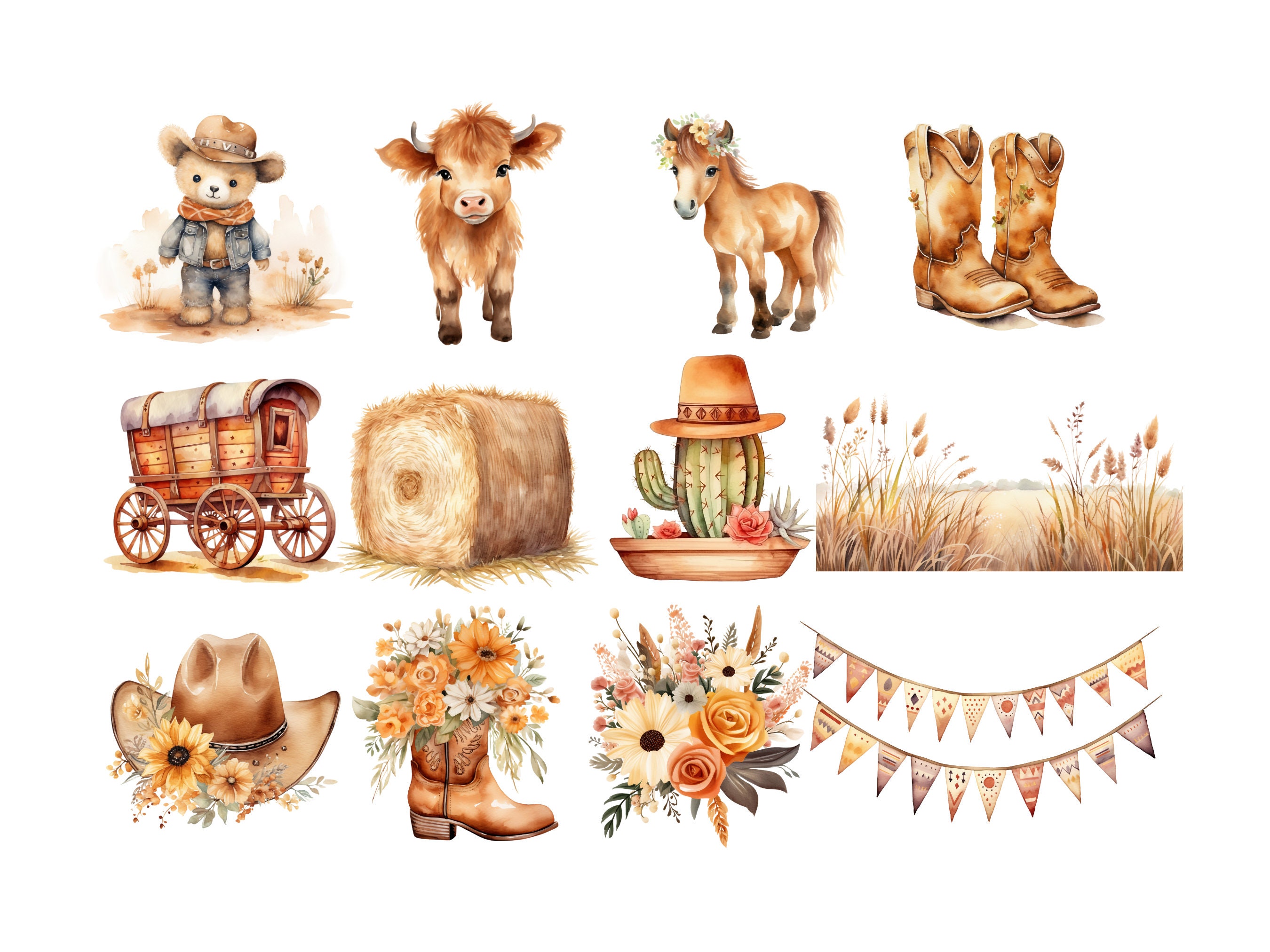 Cowboy Baby Shower Clipart, DIGITAL DOWNLOAD, A Little Cowboy Cute ...