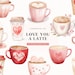 Valentines Day Tea Clipart, DIGITAL DOWNLOAD, Pink Watercolor Afternoon ...