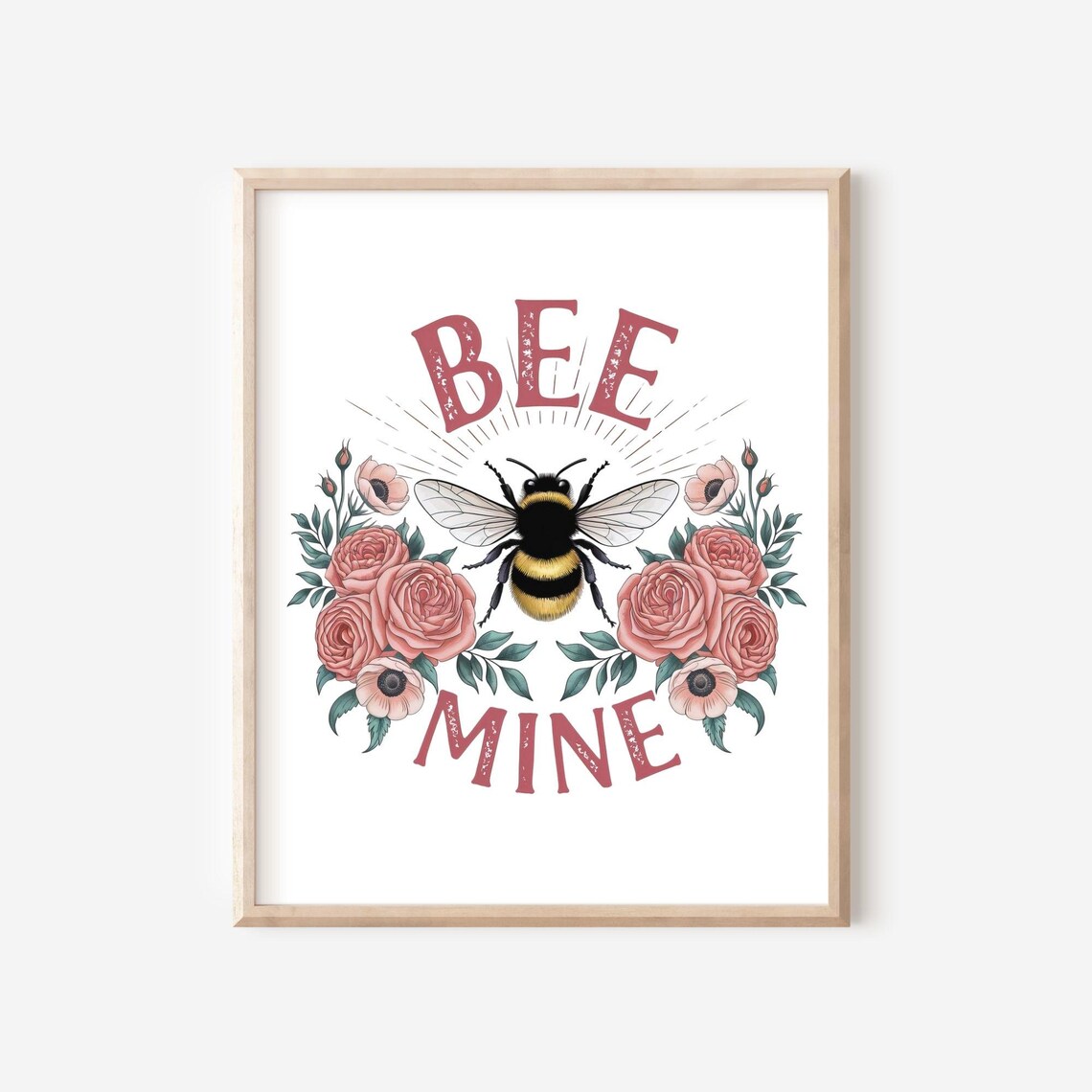 Valentine Bee Mine PNG, Be Mine V Day Sublimation Design, Retro Floral ...