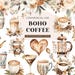 Coffee Lover Clipart Boho, DIGITAL DOWNLOAD, Watercolor Cup of Coffee ...