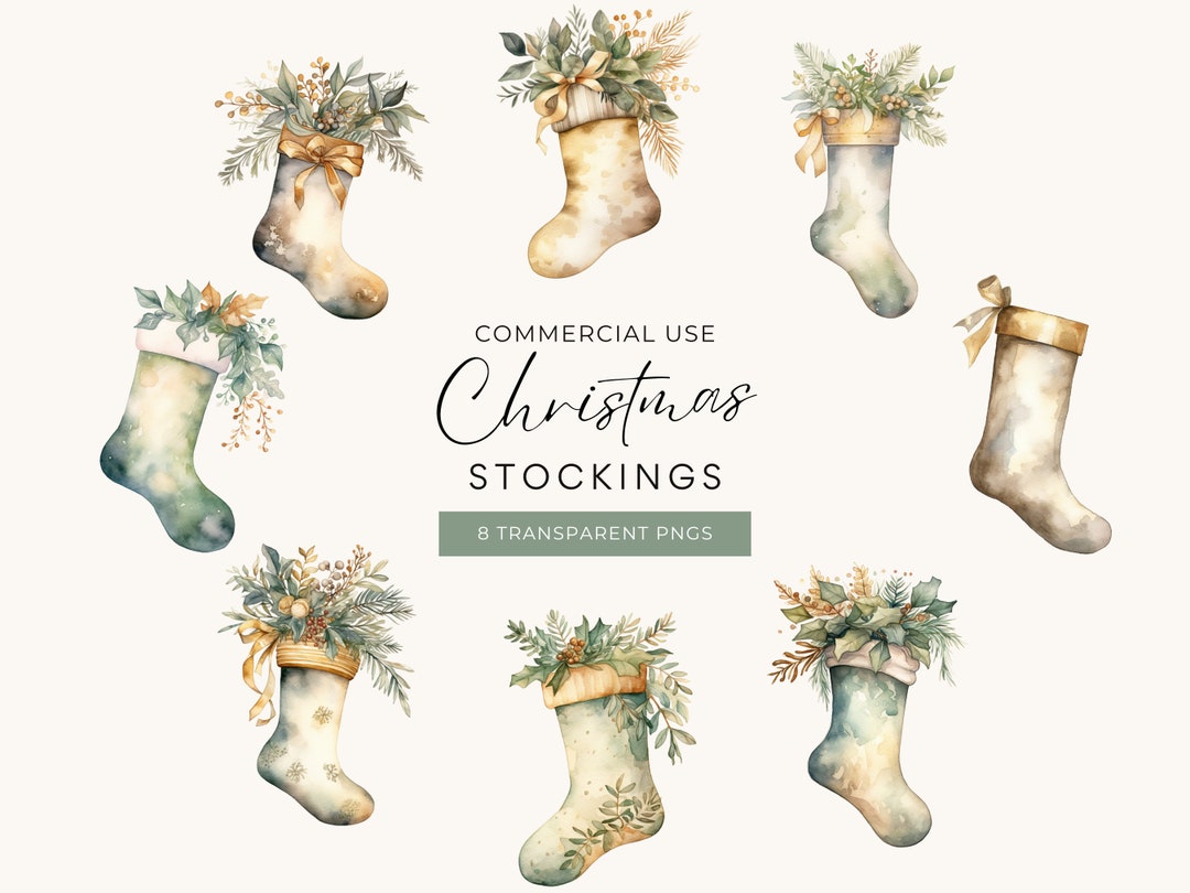 Christmas Stocking Clipart, DIGITAL DOWNLOAD, Neutral Winter ...