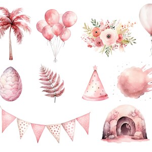 Pink Dinosaur Clipart, DIGITAL DOWNLOAD, Cute Girly Watercolor Dinosaur ...