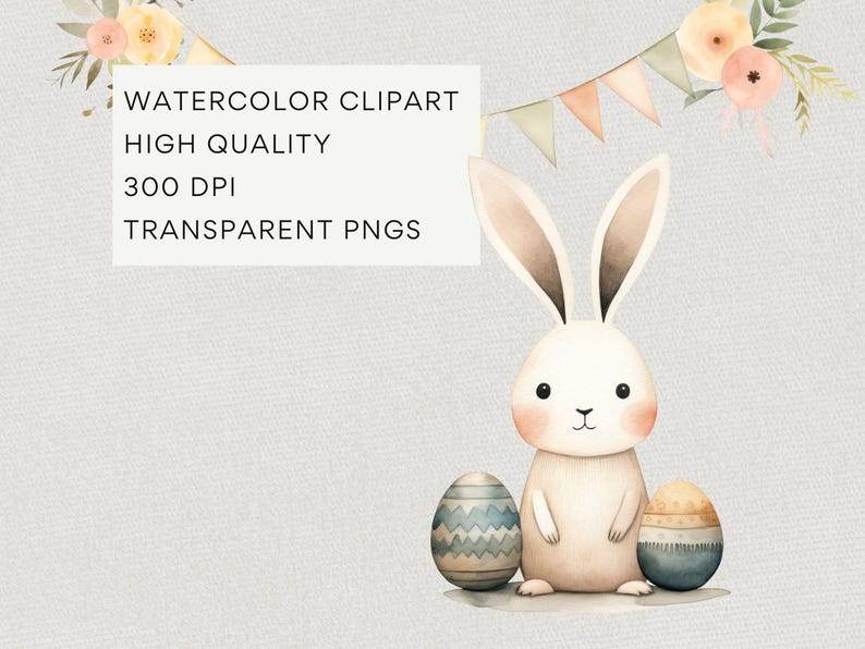 Pastel Easter Clipart, DIGITAL DOWNLOAD, Watercolor Easter Bunny ...