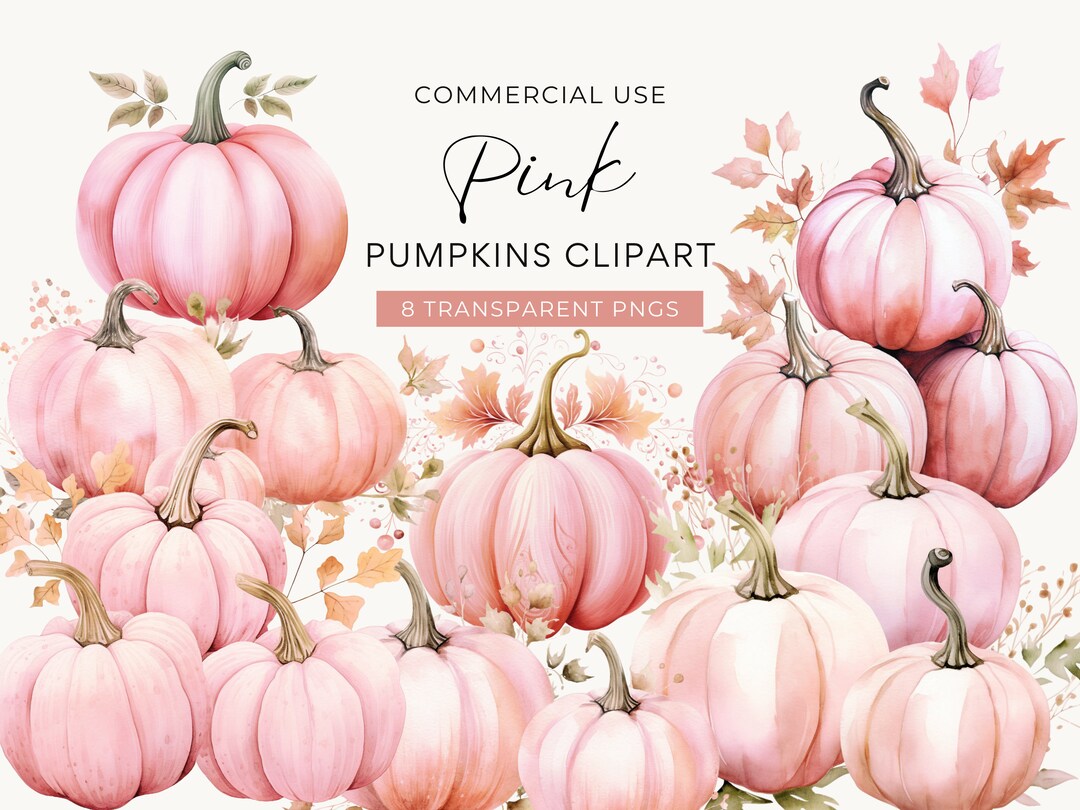 Pink Pumpkin Clipart, DIGITAL DOWNLOAD, Girl Baby Shower Clipart, Pink ...