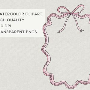 Pink Bow Frame Clipart, Coquette Ribbon Wavy Border Clip Art ...