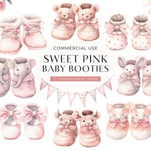 Baby Booties Clipart Pink, DIGITAL DOWNLOAD, Baby Shower Clip Art ...