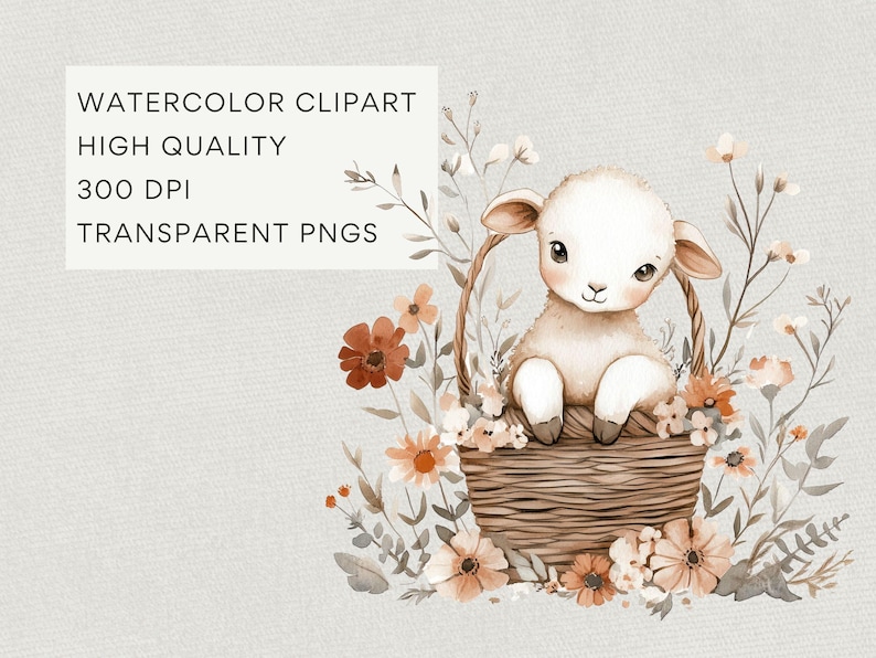 Rustic Easter Clipart, Watercolor Neutral Floral Spring Clip Art, Cute ...