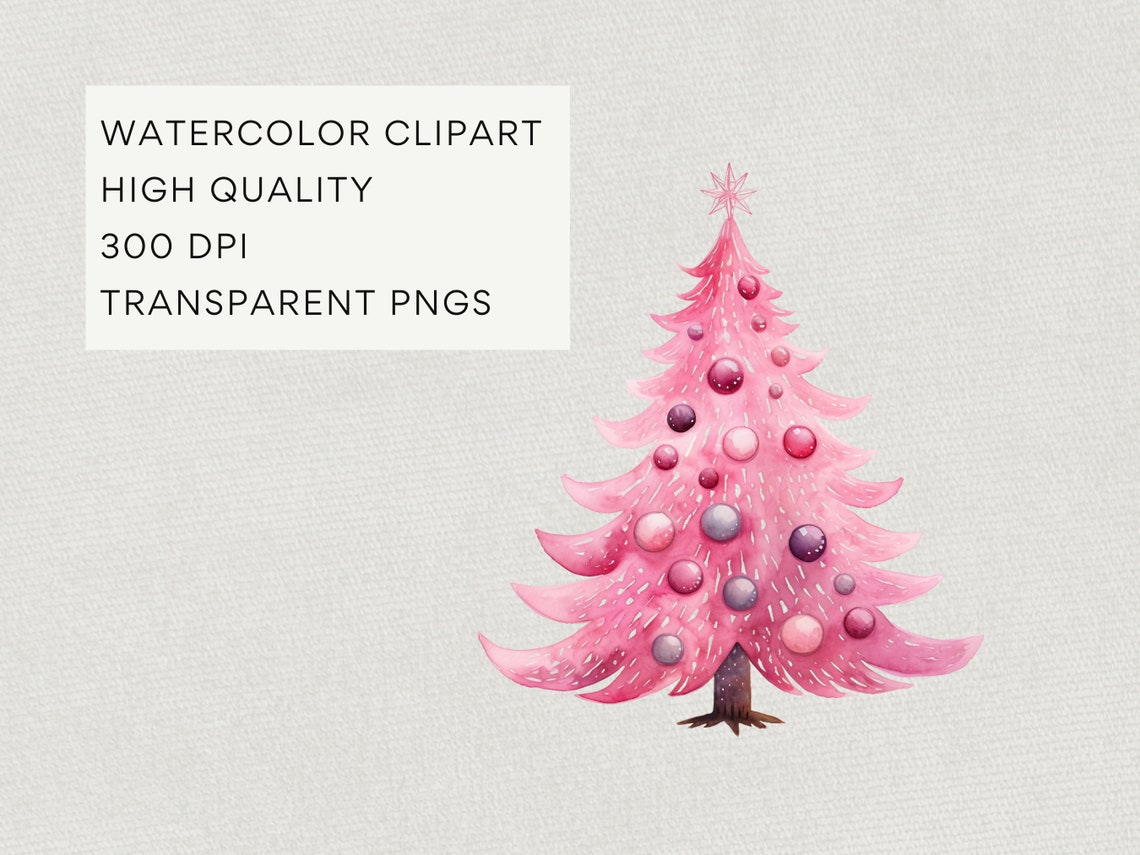 Pink Christmas Tree Clipart DIGITAL DOWNLOAD Candy Pink - Etsy