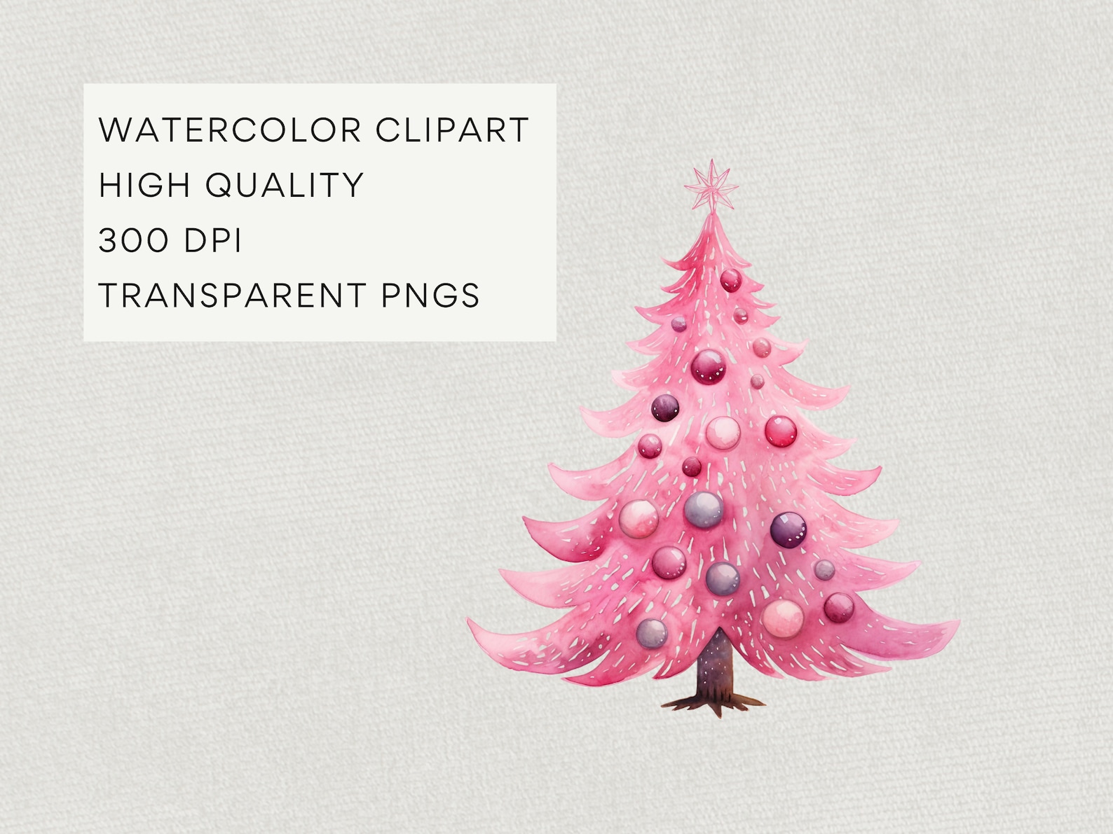 Pink Christmas Tree Clipart DIGITAL DOWNLOAD Candy Pink - Etsy