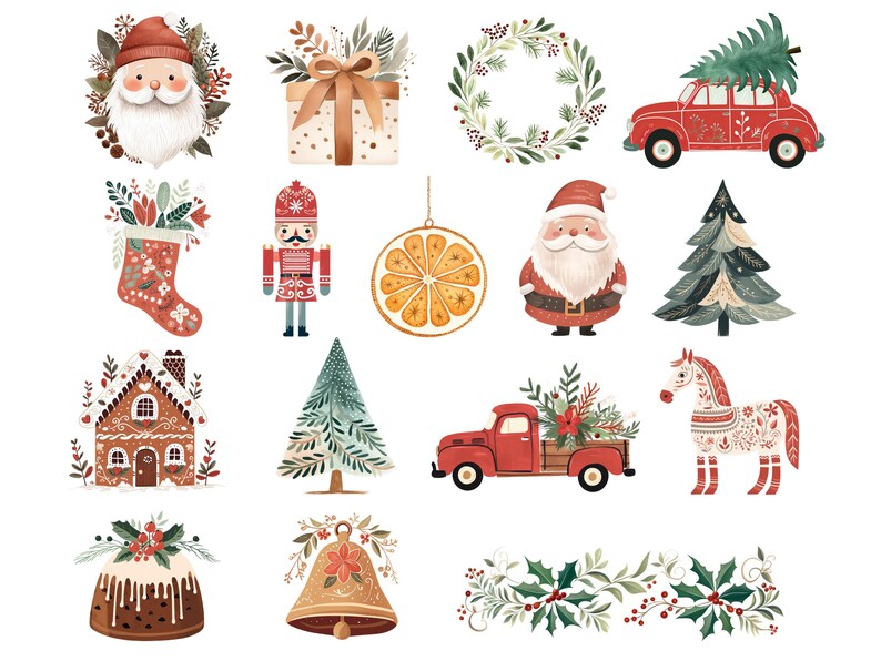 Scandi Christmas Clipart, DIGITAL DOWNLOAD, Nordic Style Xmas Card Clip ...