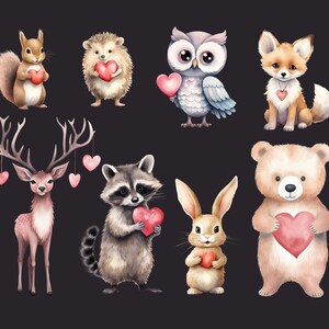 Woodland Animals Clipart Valentines, DIGITAL DOWNLOAD, Forest Creatures ...