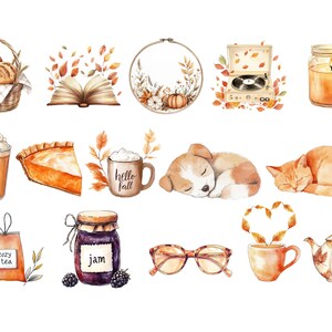 Cozy Watercolor Autumn Clipart, DIGITAL DOWNLOAD, Fall Clip Art ...