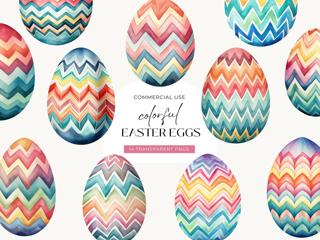 Colorful Easter Eggs Clipart, DIGITAL DOWNLOAD, Retro Groovy Easter ...