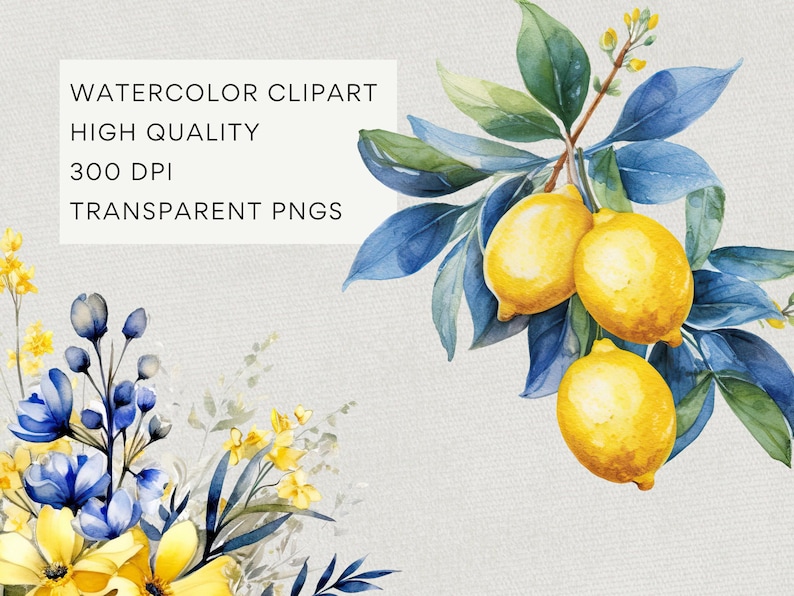 Mediterranean Lemon Clipart, DIGITAL DOWNLOAD, Mediterranean Tile Clip ...
