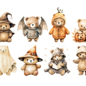 Halloween Teddy Bears Clipart, DIGITAL DOWNLOAD, October Baby Shower ...