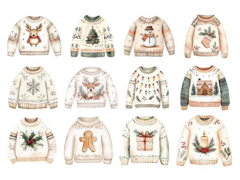 Christmas Sweater Clipart, DIGITAL DOWNLOAD, Christmas Jumper Day Clip ...