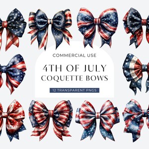 Fourth July Bow Clipart, DIGITAL DOWNLOAD, 4th of July American ...