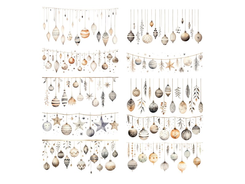 Scandinavian Christmas Clipart Bauble Banners, DIGITAL DOWNLOAD ...