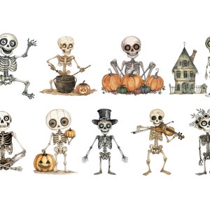 Funny Skeleton Clipart, DIGITAL DOWNLOAD, Quirky Cute Halloween Clip ...
