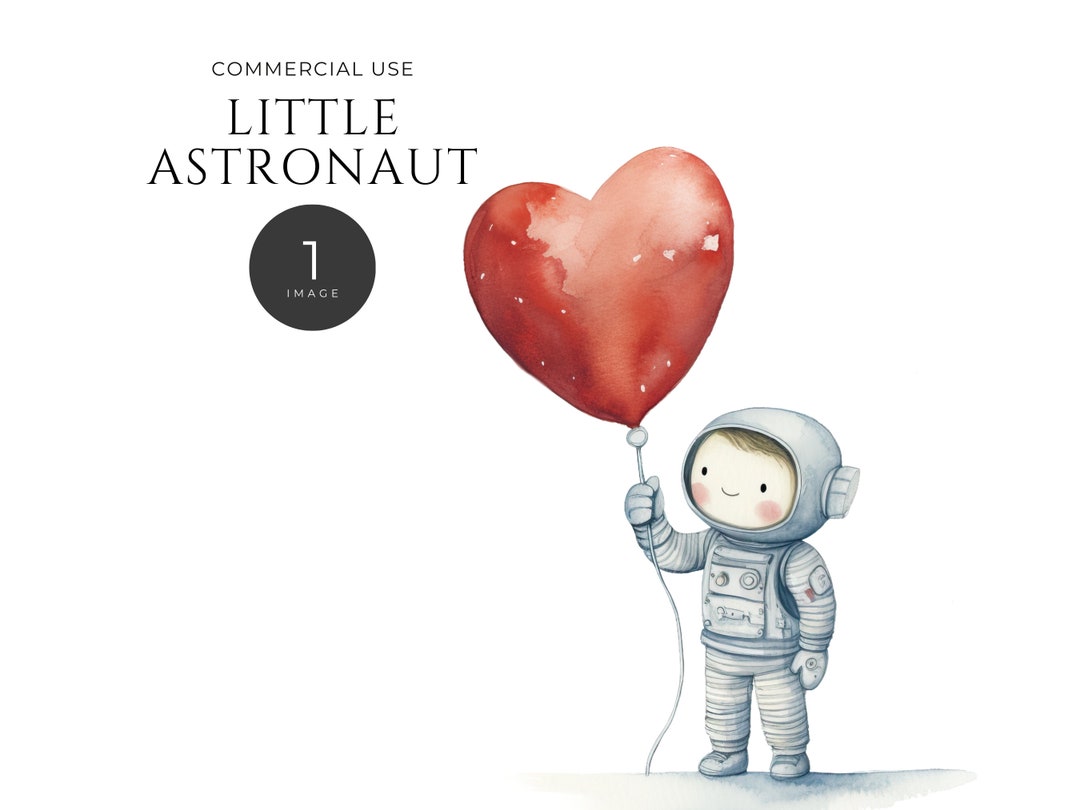 Valentine Astronaut Clipart, Single Image DIGITAL DOWNLOAD, Cute ...