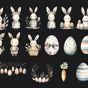 Cute Easter Bunny Clipart, DIGITAL DOWNLOAD, Pastel Watercolor Spring ...