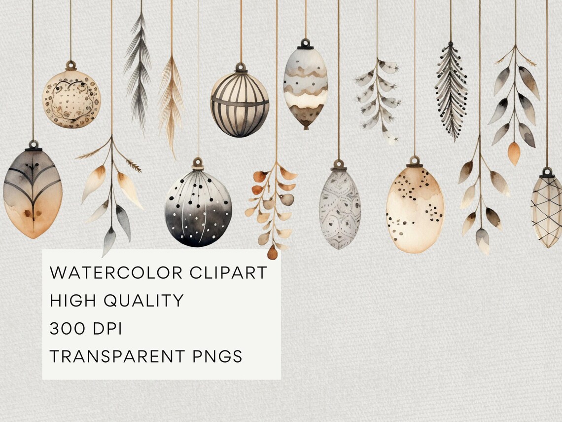 Scandinavian Christmas Clipart Bauble Banners, DIGITAL DOWNLOAD ...
