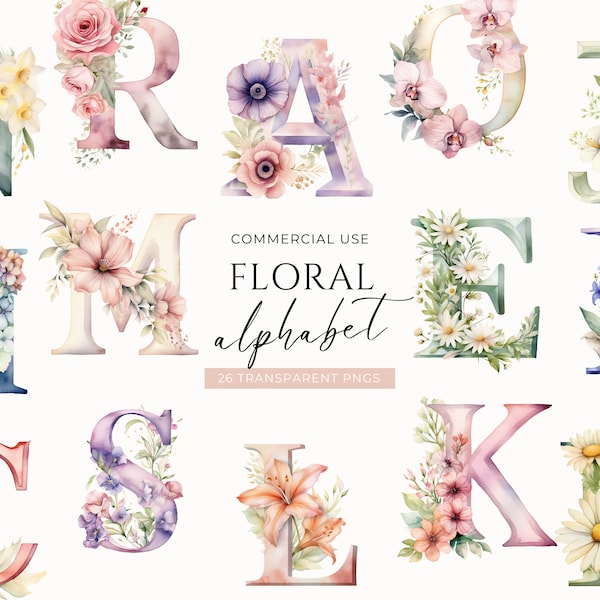 Floral Letters - Etsy
